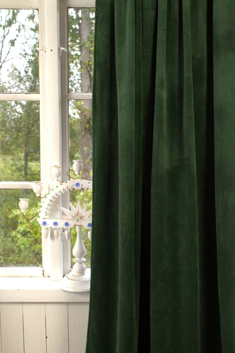 Vorhang GABRIELLA Samt Tannen Grün 140x240 cm 2 Stück Blickdicht ...