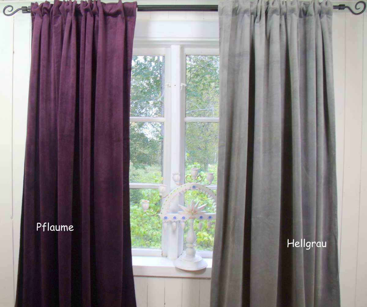 Vorhang GABRIELLA Samt Pflaume 140x280 cm 2 Stück Blickdicht ...