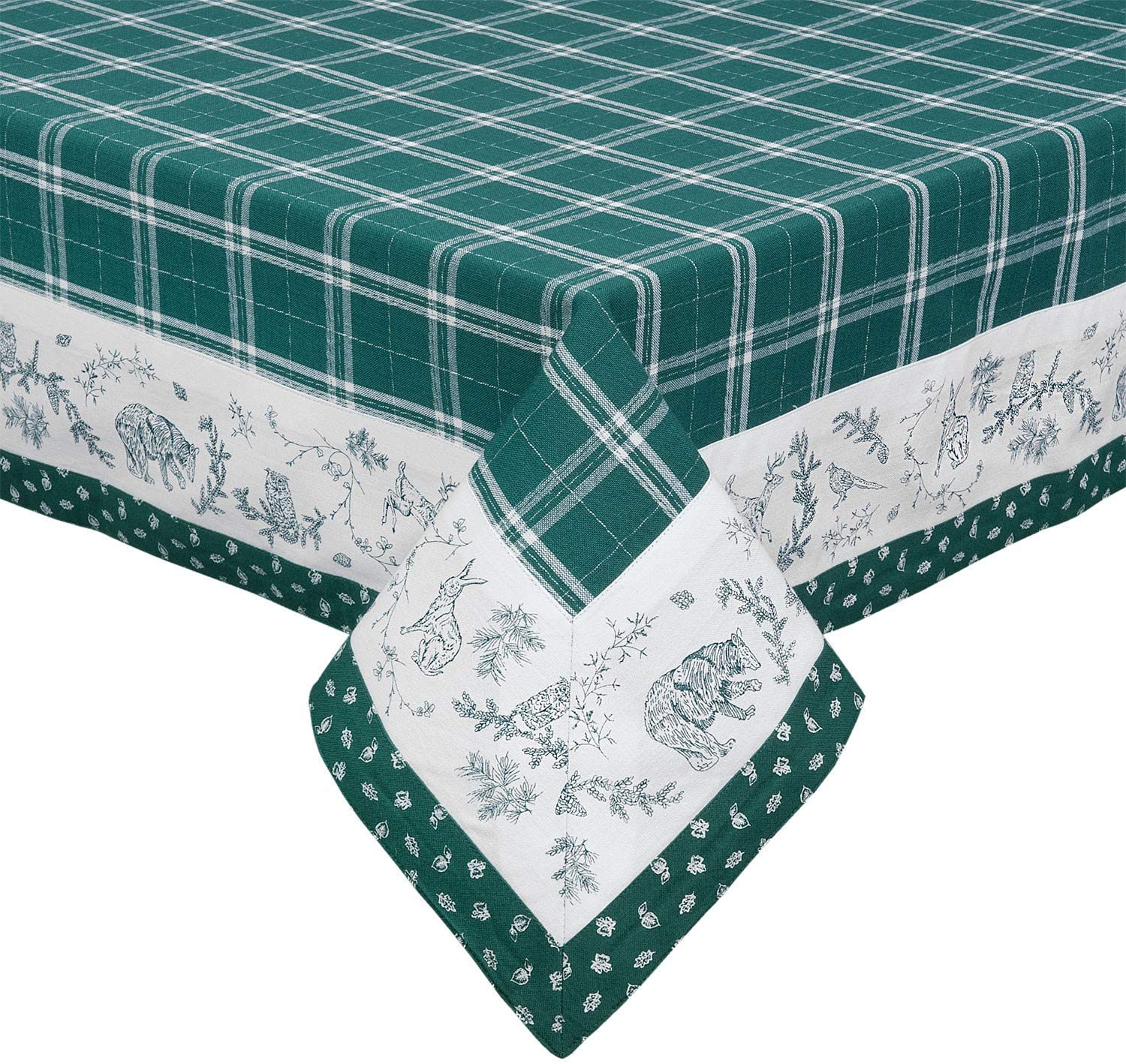 Tischdecke Mitteldecke HENRIK 100 x 100 cm grün weiß Baumwolle Landhaus ...