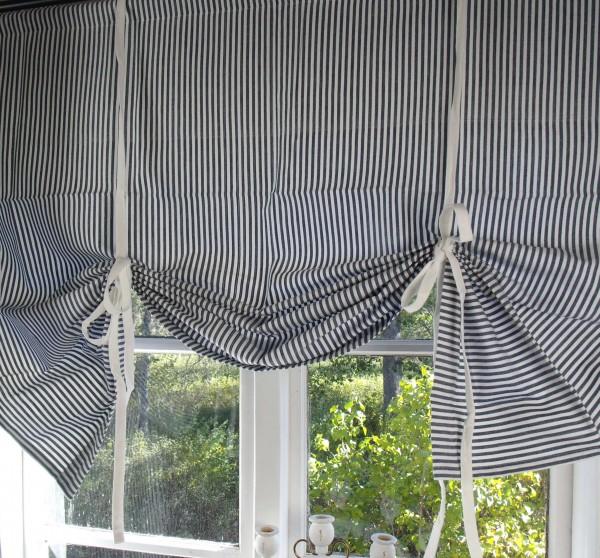 Raff Gardine PAMELA NY BLAU Rollo 120 x 90 cm Streifen Landhaus ...